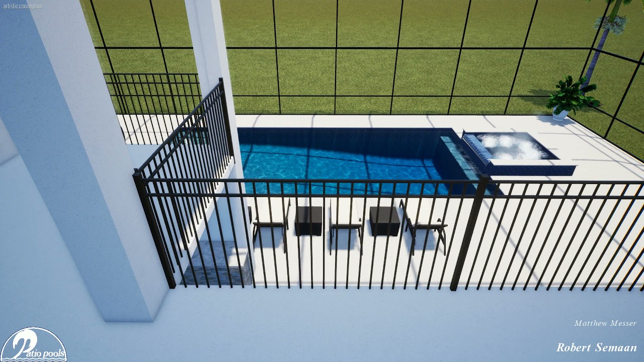 Semaan Swimming Pool & Spa With Two-story Screen Enclosure - Patio Pools