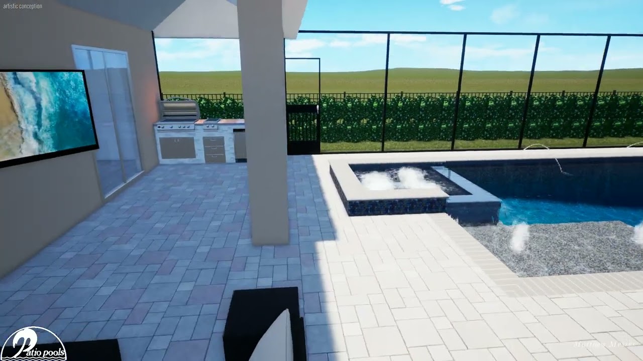 Battershell Swimming Pool & Spa With Screen Enclosure And Elite Pan ...